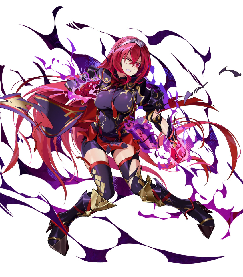 Safebooru - 1girl aura black cape braid breasts cape crown braid dark ...