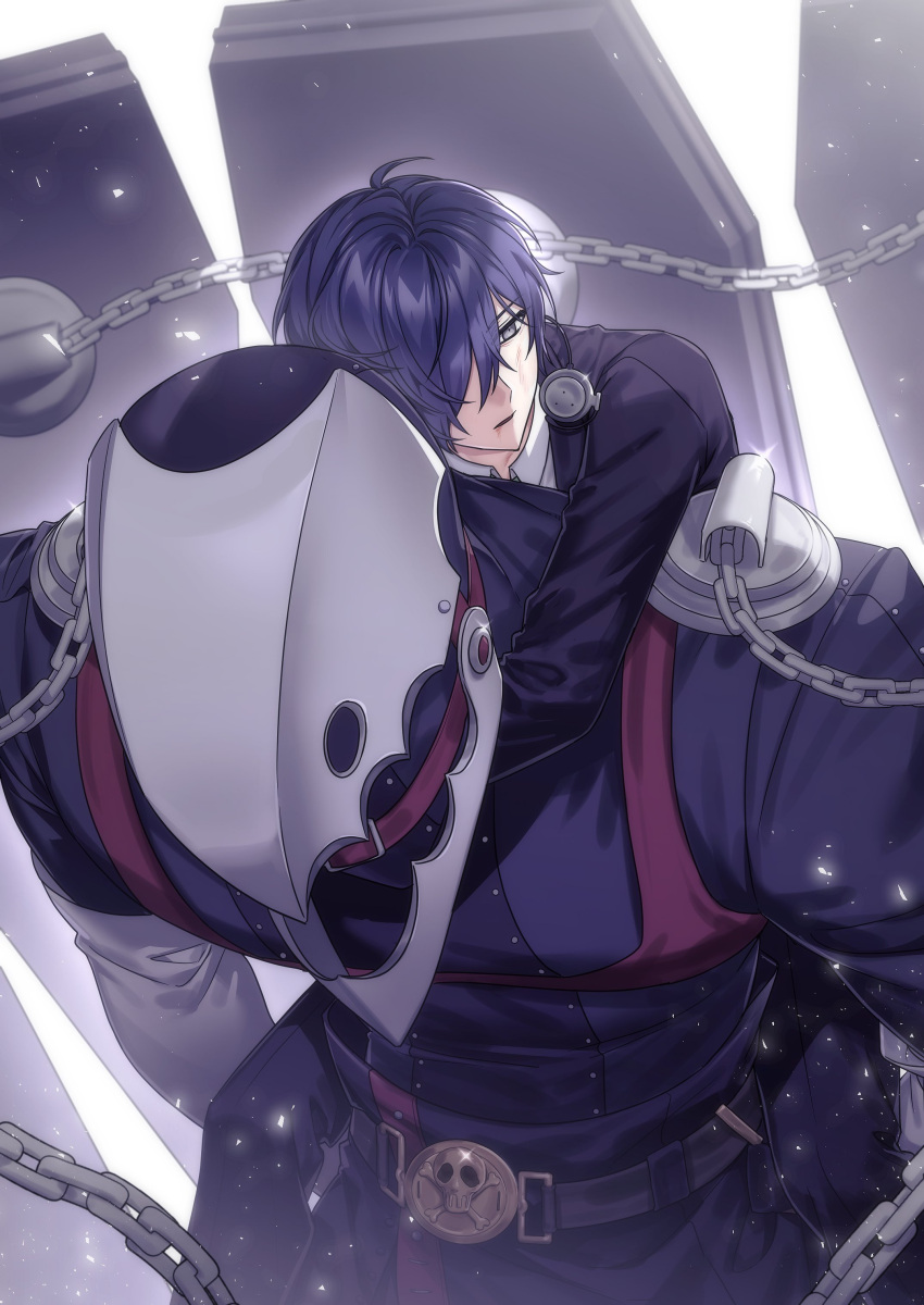 Safebooru - 2boys absurdres aircon11 arm around neck belt belt buckle black belt black coat ...