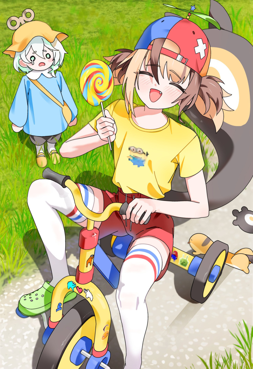 Safebooru - 2girls aged down alienposting (meme) alternate costume among us arms at sides blonde ...