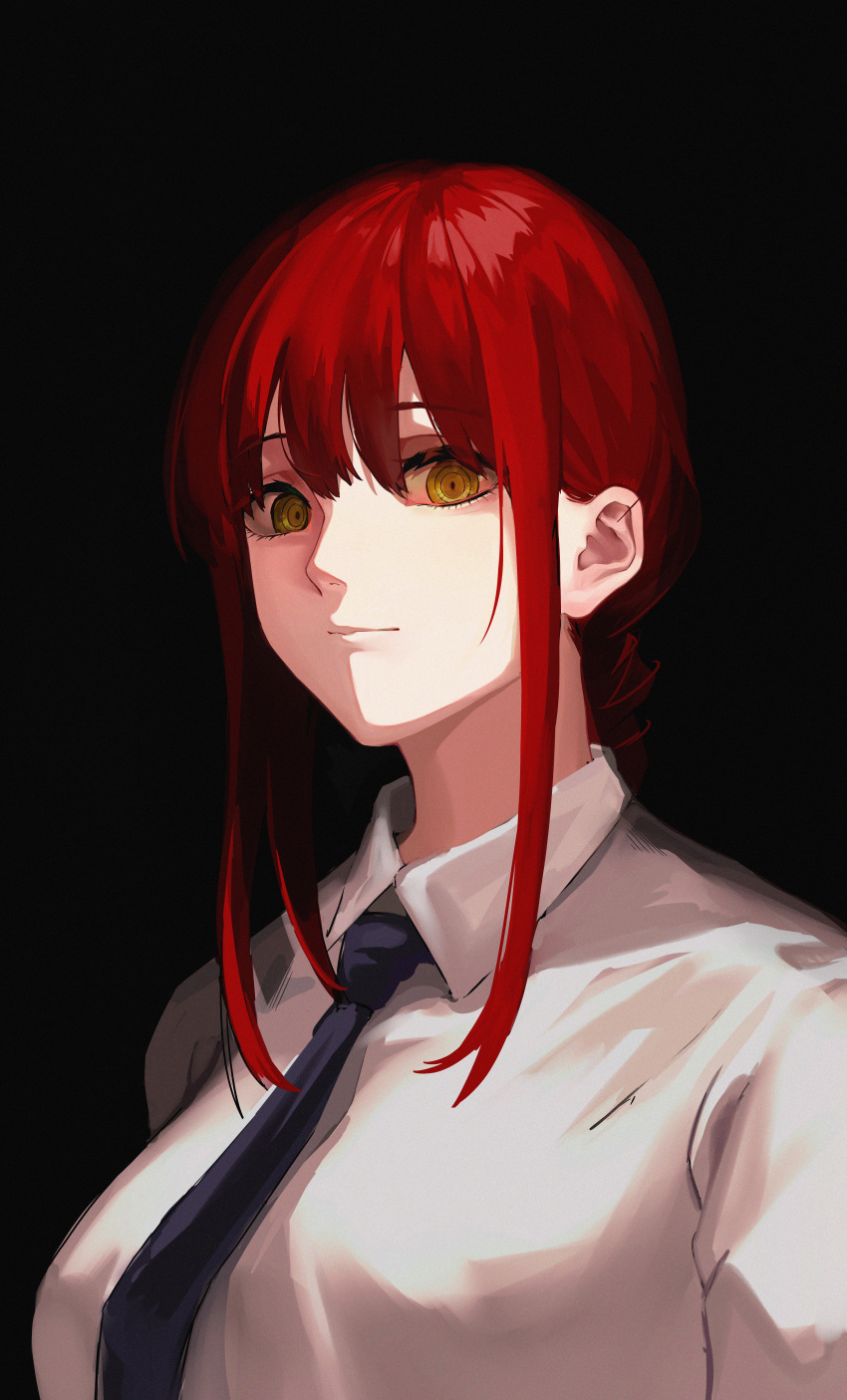 Safebooru - 1girl absurdres baatiaanshi black background black necktie chainsaw man closed mouth ...