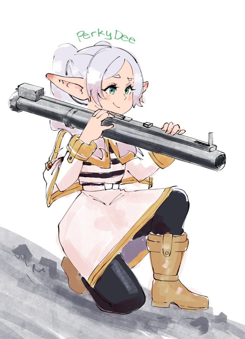 Safebooru - 1girl boots brown boots capelet dee (perkydee) elf frieren ...