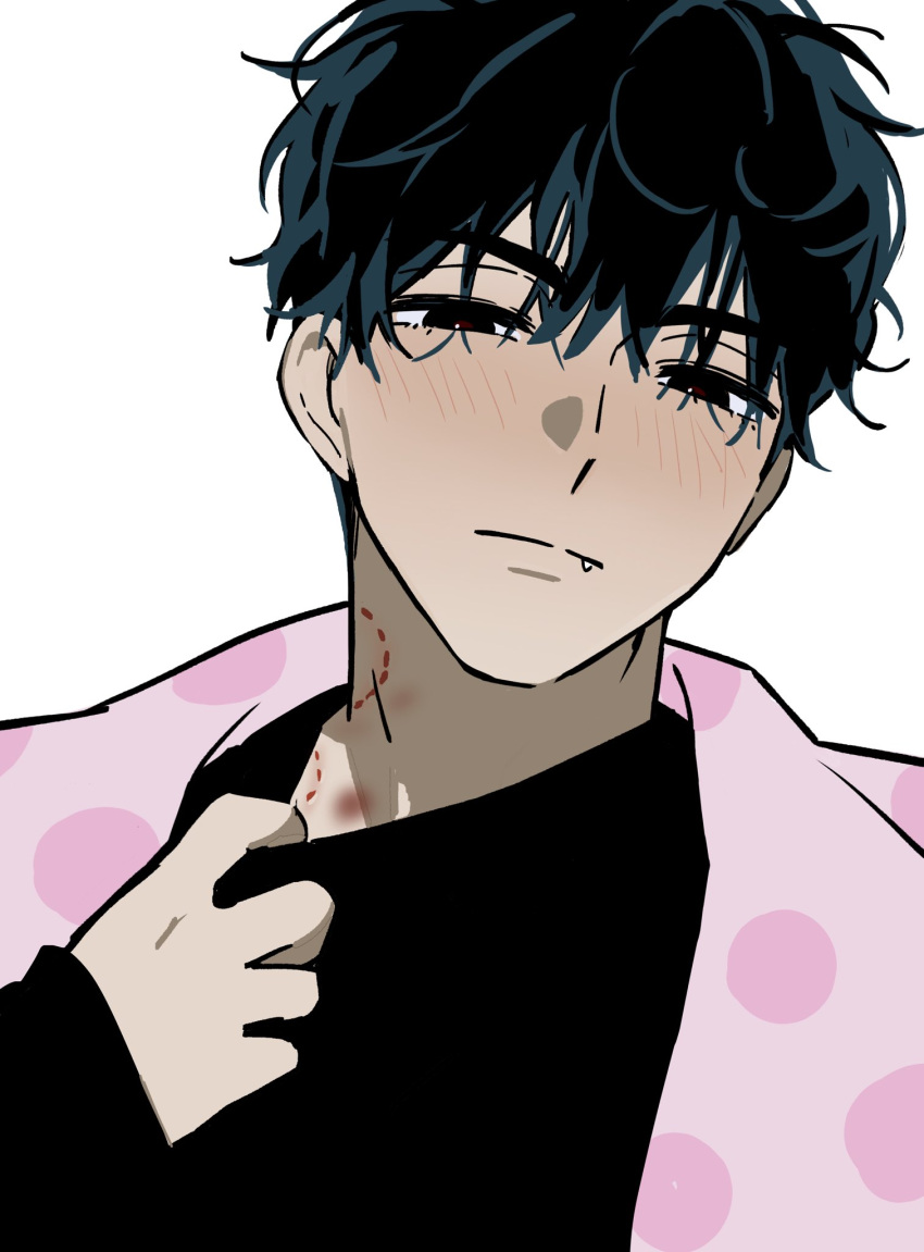 Safebooru - 1boy alien stage bite mark bite mark on neck black eyes black hair black shirt ...