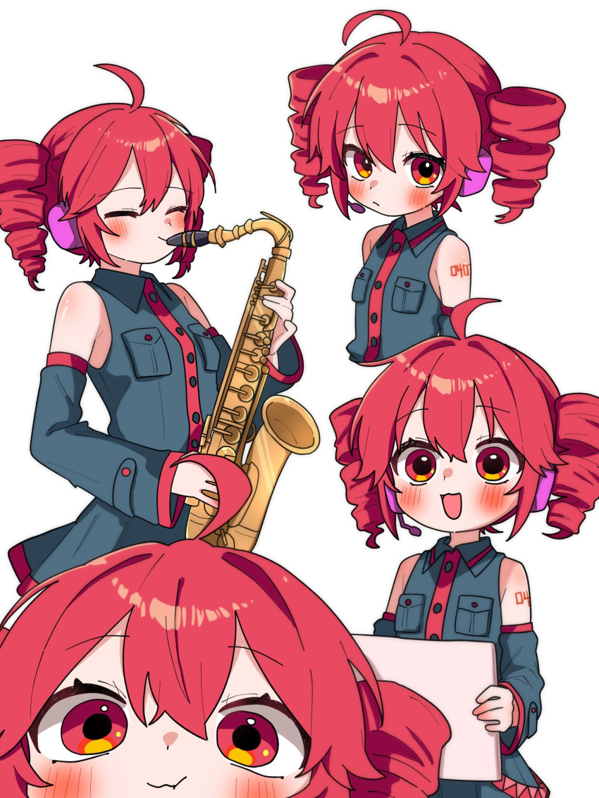 Safebooru - 1girl ahoge bare shoulders blush breast pocket buttons closed eyes closed mouth ...