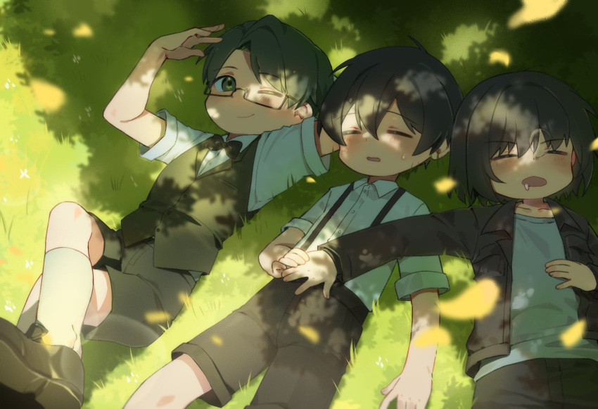 Safebooru 1girl 2boys Aged Down Black Bow Black Bowtie Black Hair 8146