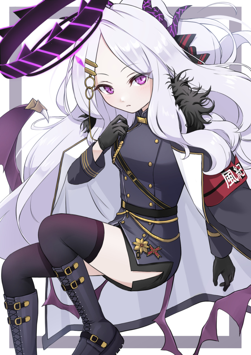 Safebooru - 1girl ahoge azk2fa black halo blue archive breasts demon girl demon horns demon ...