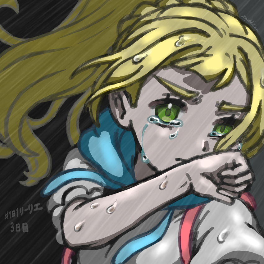 Safebooru - 1girl absurdres backpack bag blonde hair clenched hand closed mouth commentary ...
