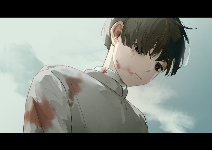 Safebooru - 1boy absurdres alien stage black eyes black hair blood blood on clothes chinese ...