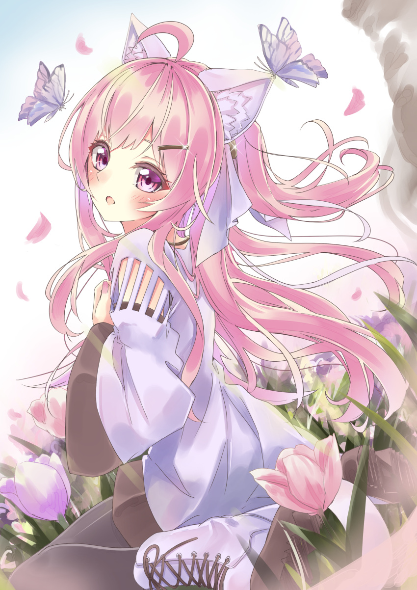 Safebooru - 1girl :o absurdres ahoge animal ear fluff animal ears bell black pantyhose blush ...