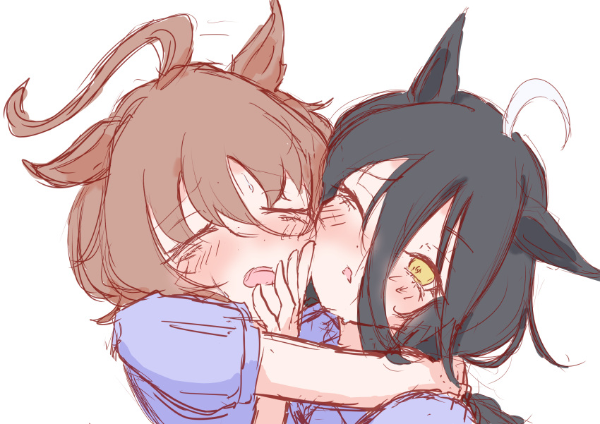 Safebooru - 2girls absurdres agnes tachyon (umamusume) ahoge akigokoro190 animal ears arms ...