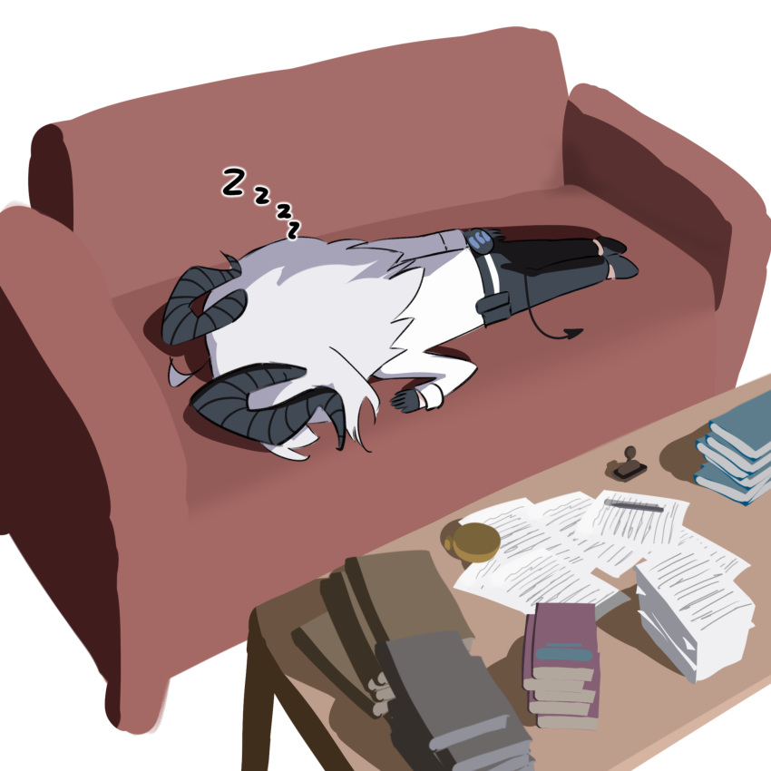 Safebooru - 1girl black gloves black horns black pants black shoes ...