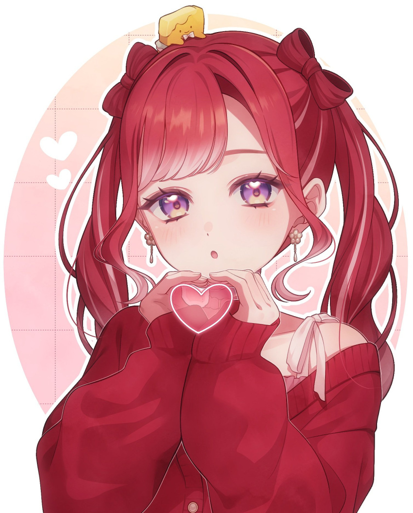 Safebooru - 1girl bow-shaped hair earrings gradient hair heart heart ...