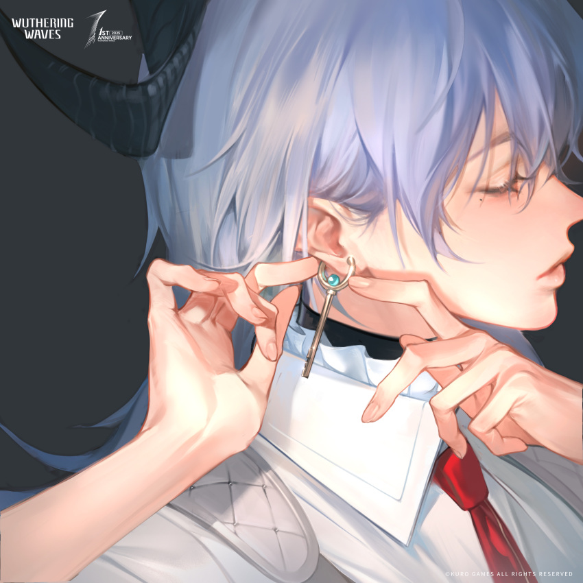 Safebooru - 1girl absurdres black choker black horns choker close-up closed eyes closed mouth ...