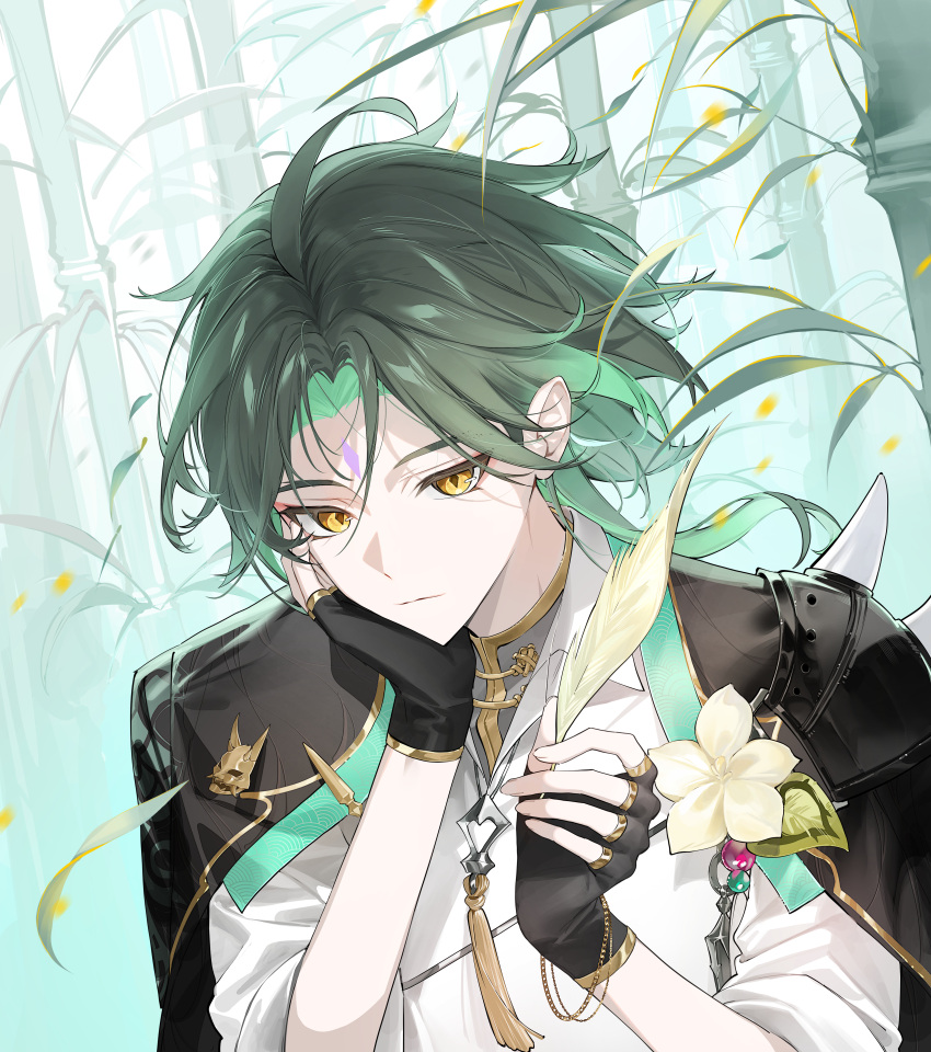 Safebooru - 1boy absurdres alternate costume black gloves black hair ...