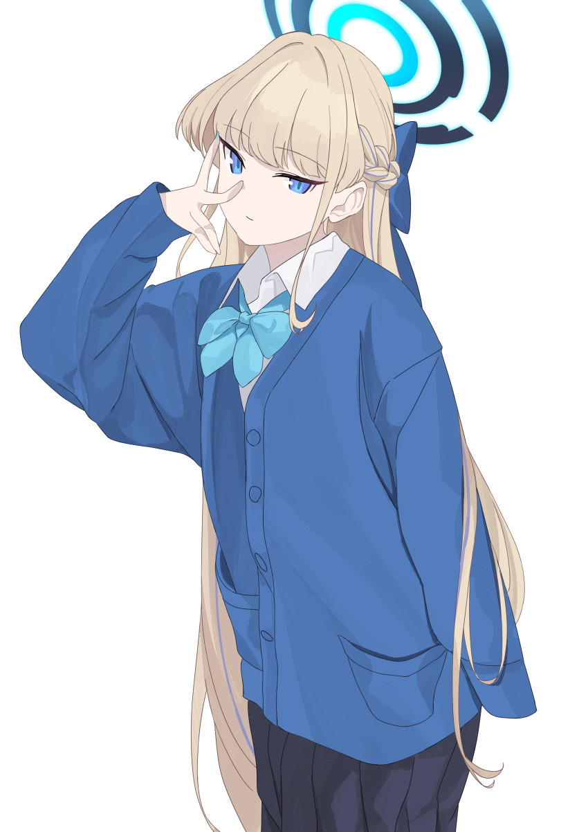Safebooru - 1girl absurdres black skirt blonde hair blue archive blue bow blue bowtie blue ...
