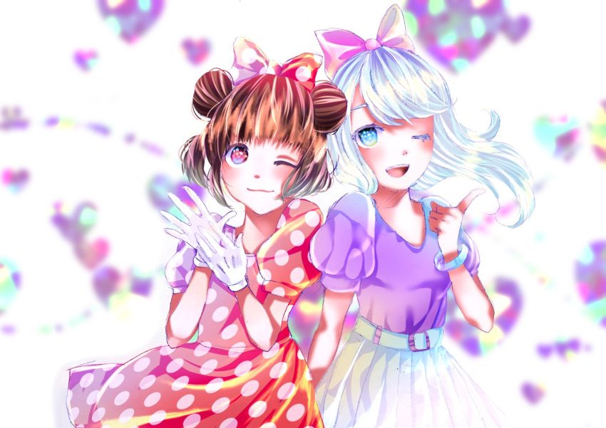 Safebooru - 2girls animification bow brown hair daisy duck double bun ...