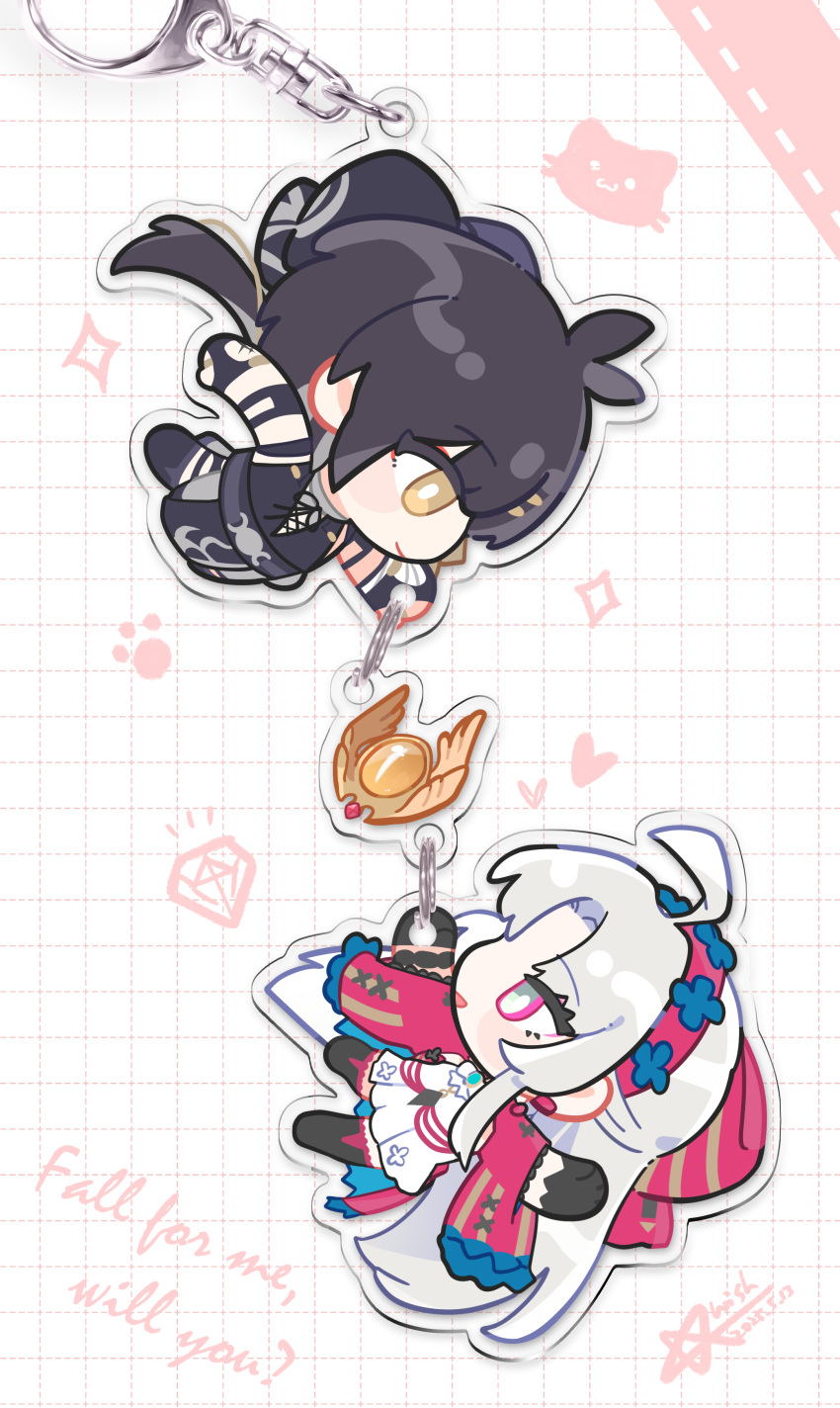 Safebooru - 2girls absurdres ahoge black bow black dress black gloves ...