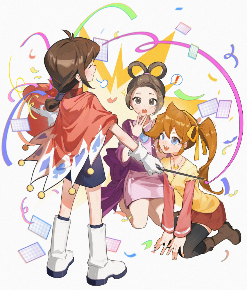 Safebooru - ! 3girls ace attorney aged down athena cykes bead necklace beads black dress black ...