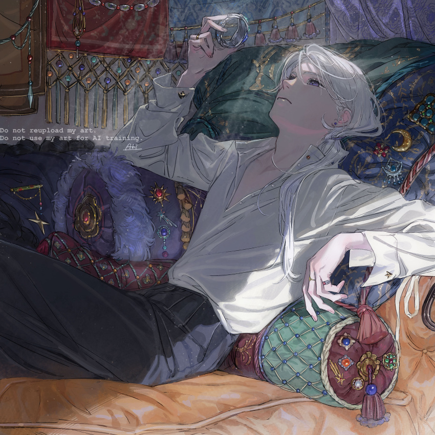 Safebooru - 1boy absurdres aki a0623 artist name black pants closed mouth english text highres ...