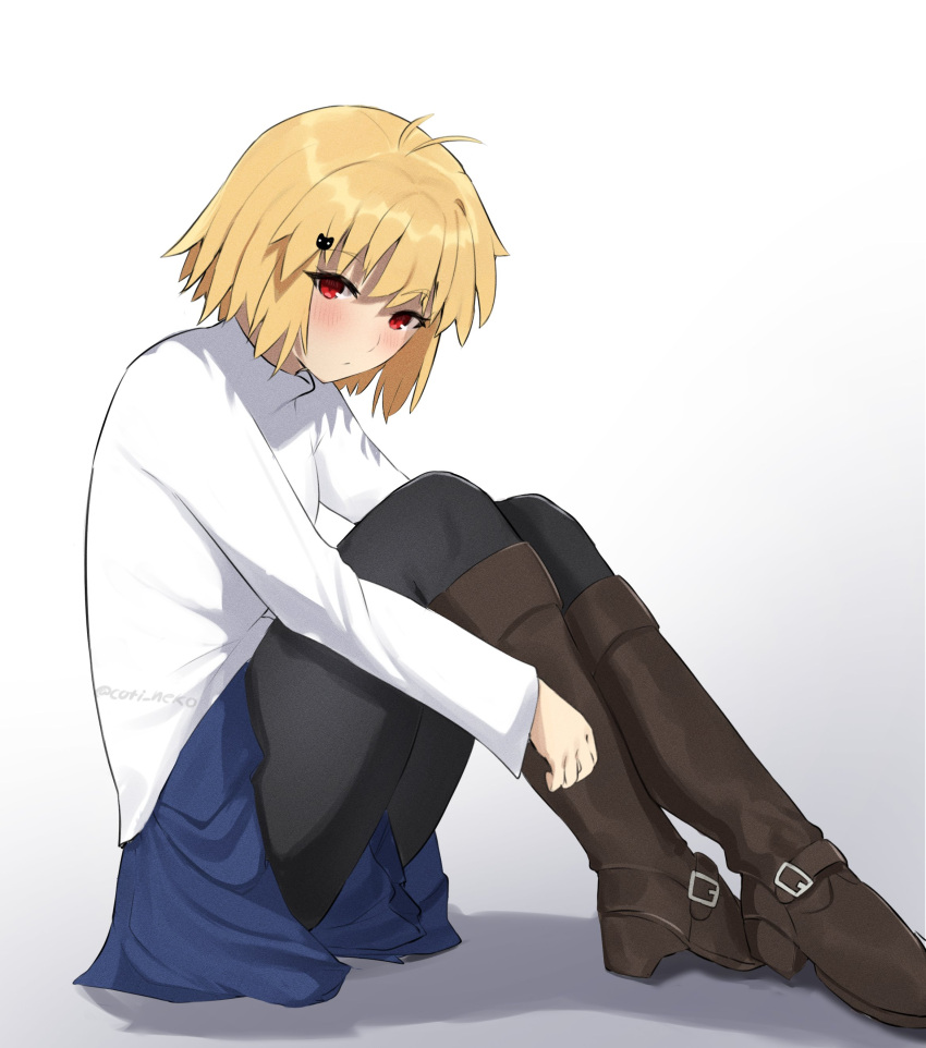 Safebooru - 1girl absurdres antenna hair arcueid brunestud black pantyhose blonde hair blue ...