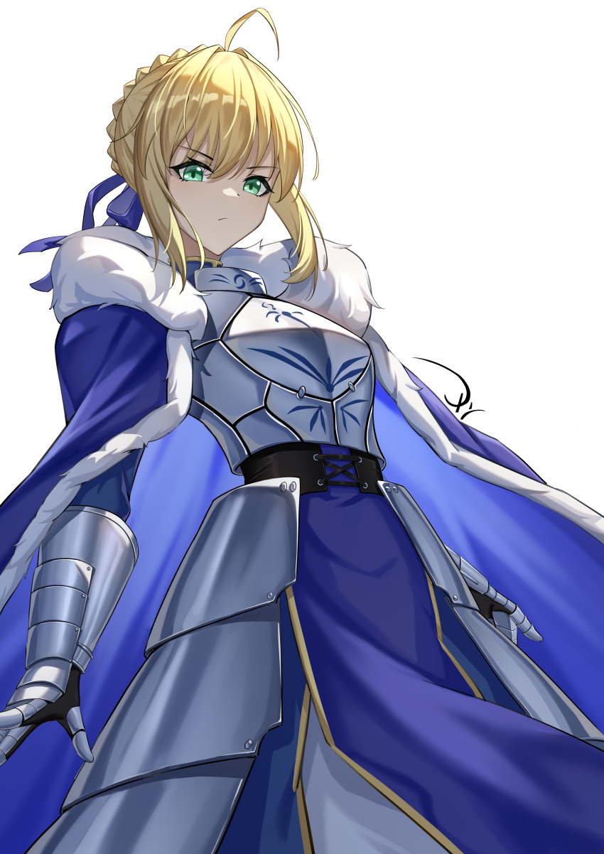 Safebooru - 1girl absurdres ahoge armor armored dress artoria pendragon (fate) blonde hair blue ...