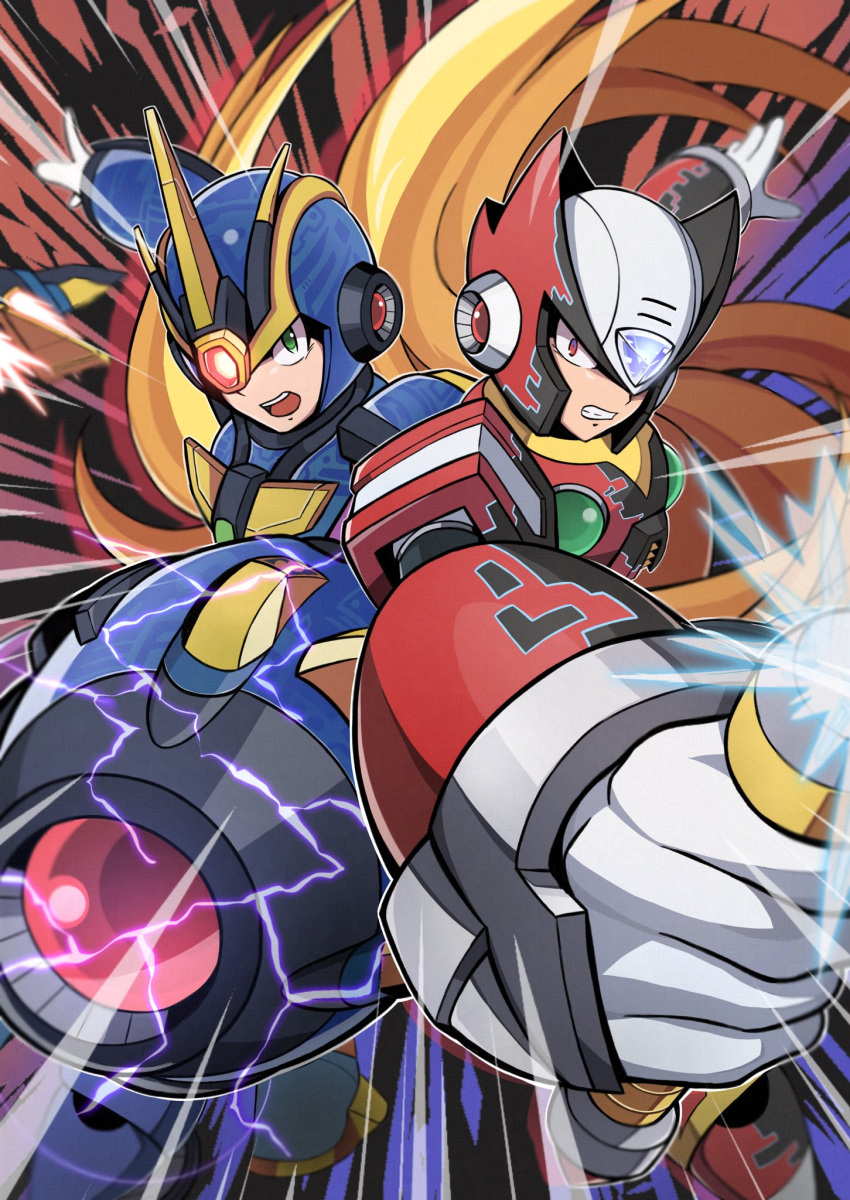 Safebooru - 2boys arm cannon armor black armor black helmet black zero ...