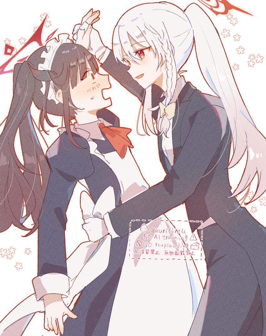 Safebooru - 2girls absurdres alternate costume alternate hairstyle apron artist name back bow ...