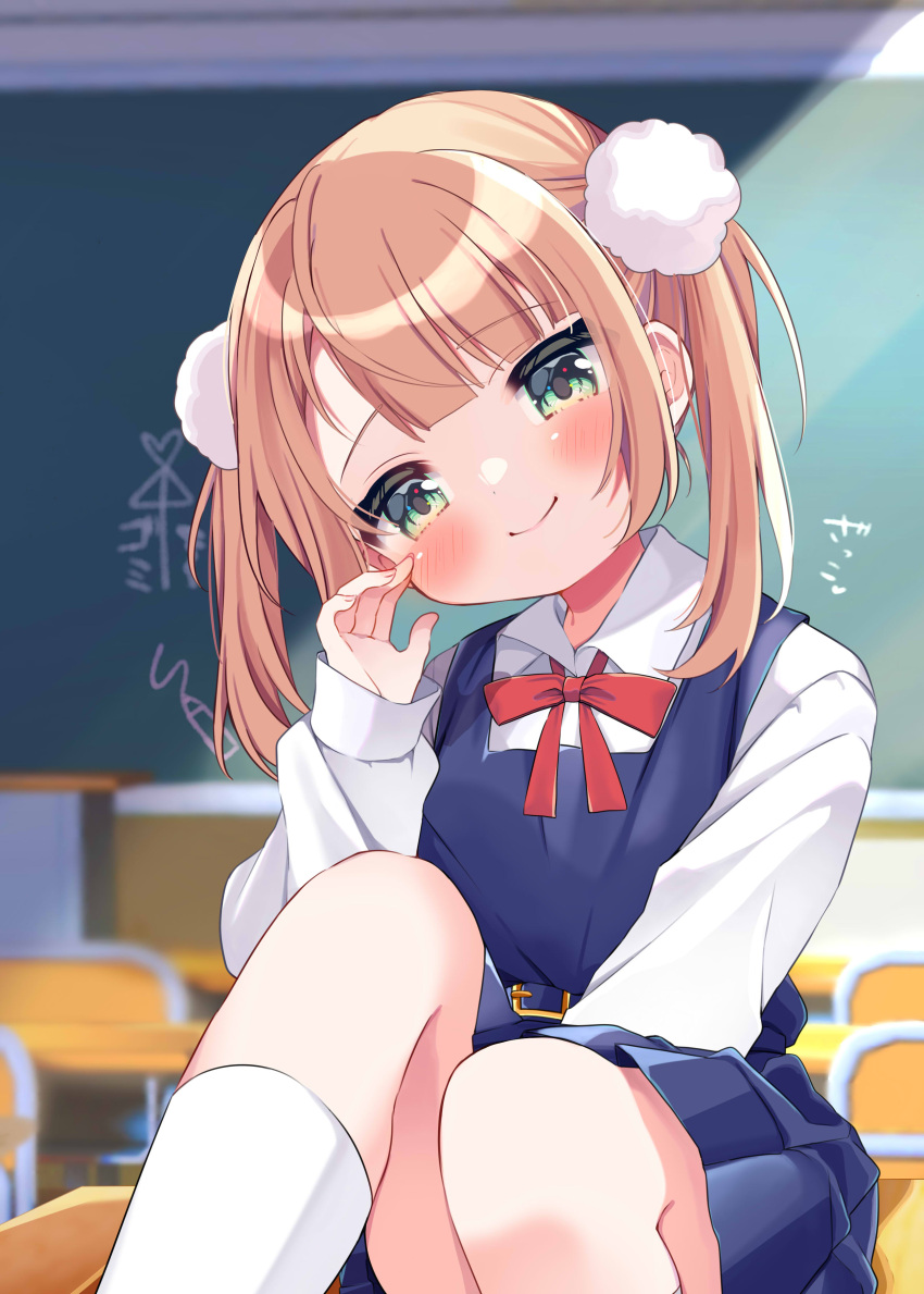 Safebooru - 1girl absurdres aged down blonde hair blue dress blunt bangs blush bow bowtie ...