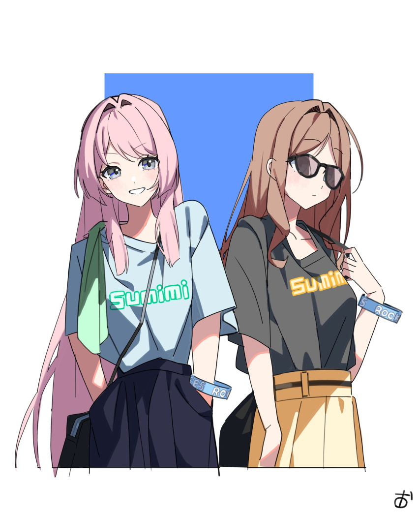 Safebooru - 2girls bang dream! bang dream! it's mygo!!!!! black bag black shirt blue background ...
