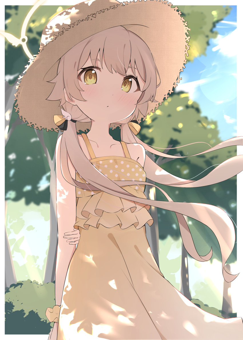 Safebooru - 1girl absurdres alternate costume arms behind back bare shoulders blue archive blush ...