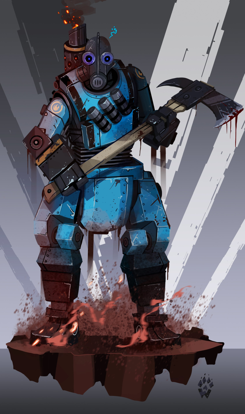 Safebooru - absurdres armor artist logo axe blood blood on weapon blu ...