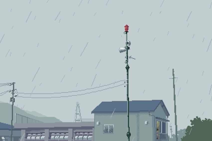 Safebooru - 1other alarm siren animated animated gif building grey sky ...