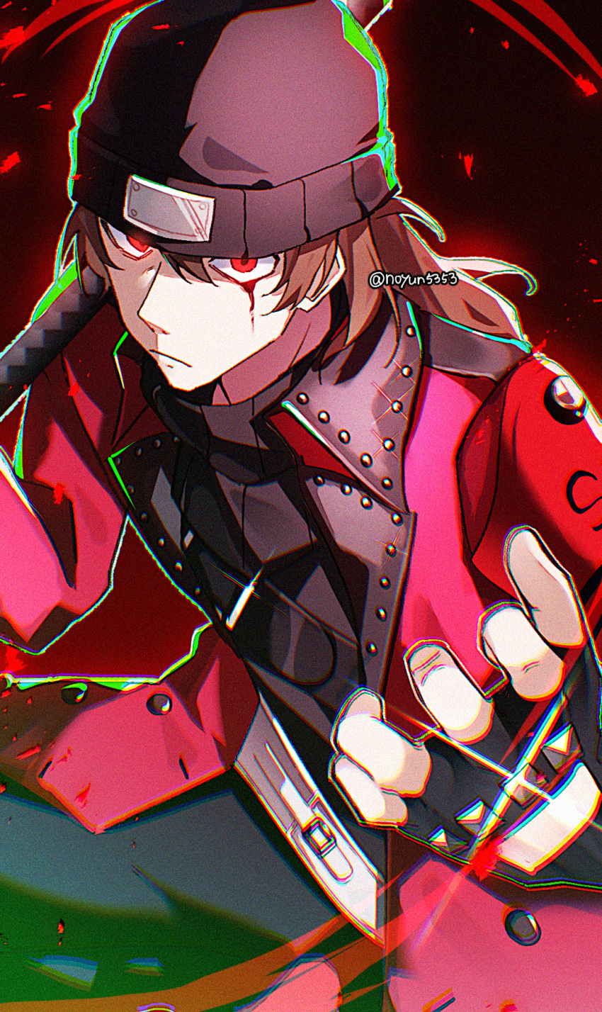 Safebooru - 1boy aragaki shinjirou belt black gloves black hat black pants black shirt blood ...