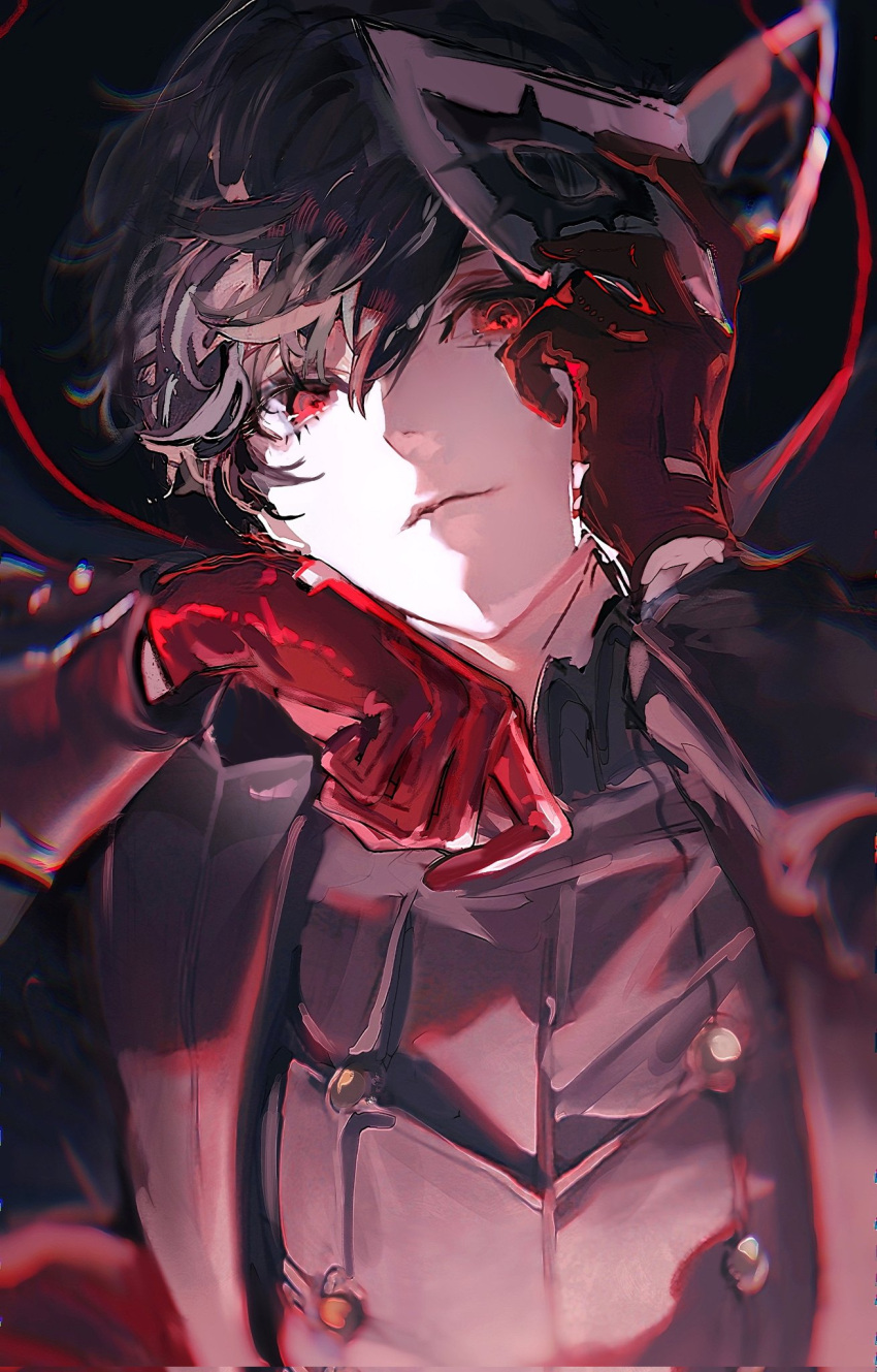 Safebooru - 1boy amamiya ren arms up black coat black hair black shirt call1224 closed mouth ...