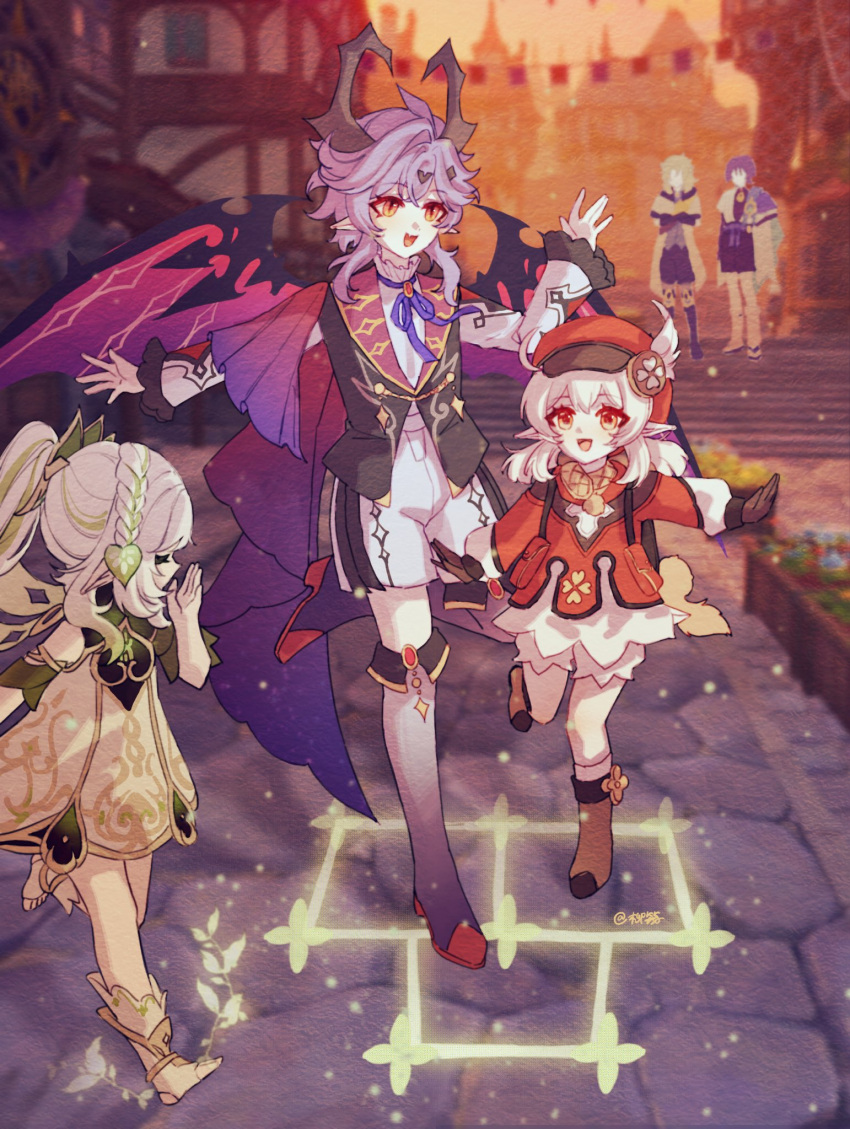 Safebooru - 2girls 3boys ahoge aiguillette albedo (genshin impact) anklet armlet artist name ...