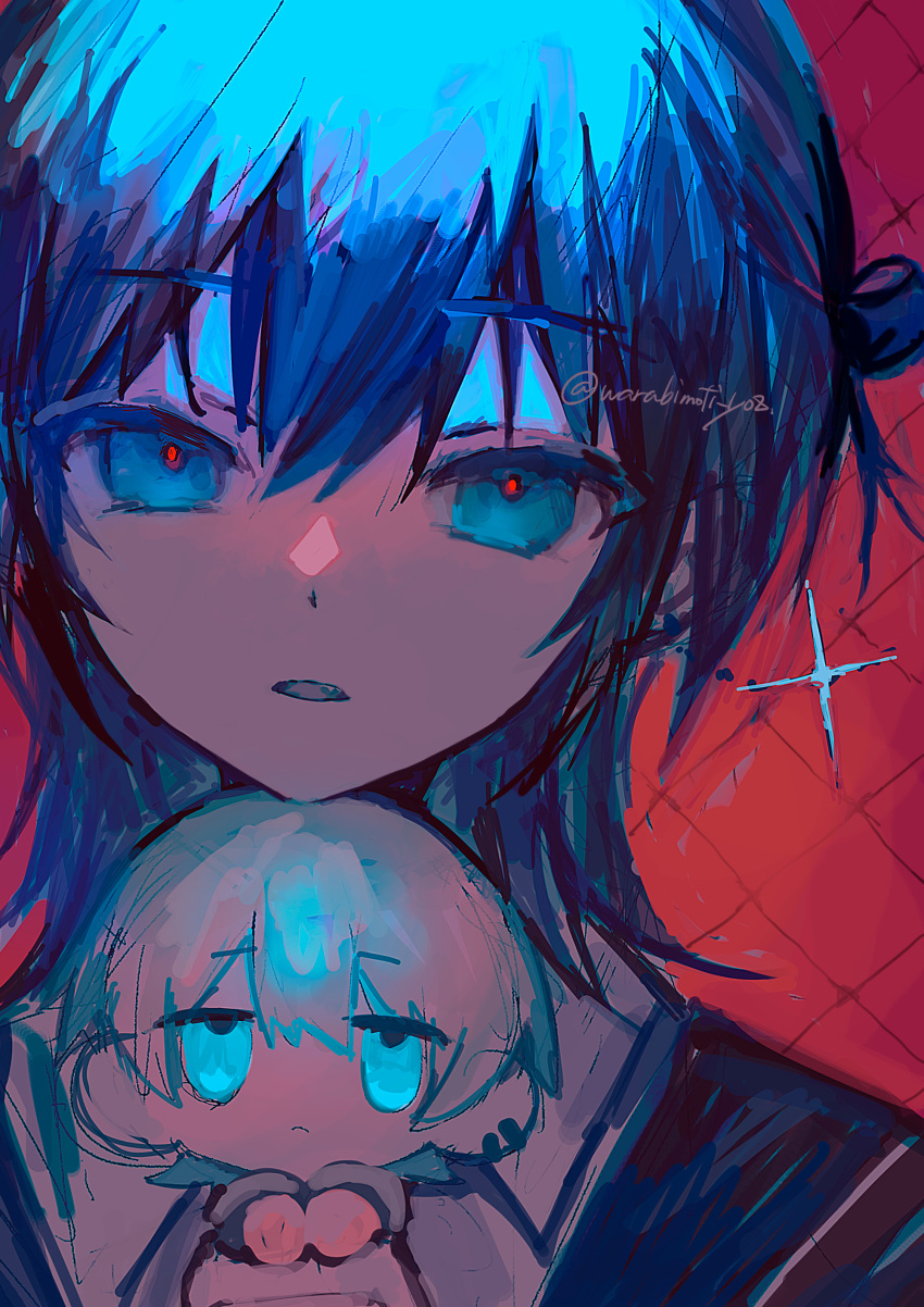 Safebooru - 2boys absurdres aqua eyes blue hair chibi ear piercing ...