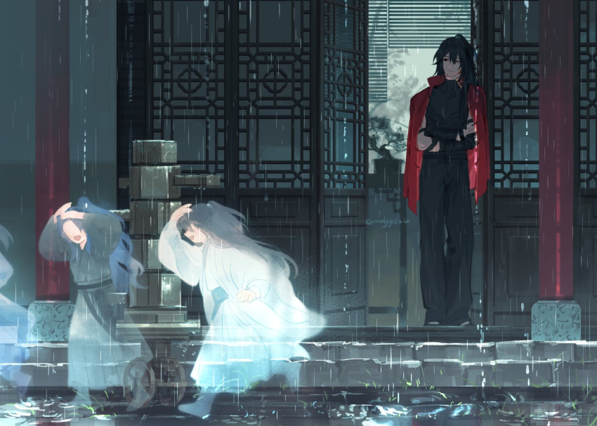 Safebooru 1girl 2boys Aged Down Aqua Eyes Architecture Black Eyes 8661
