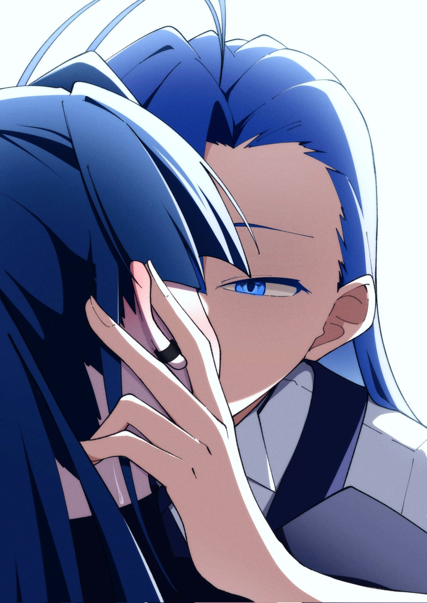 Safebooru - 2girls ado (utaite) ahoge blue eyes blue hair blush ...
