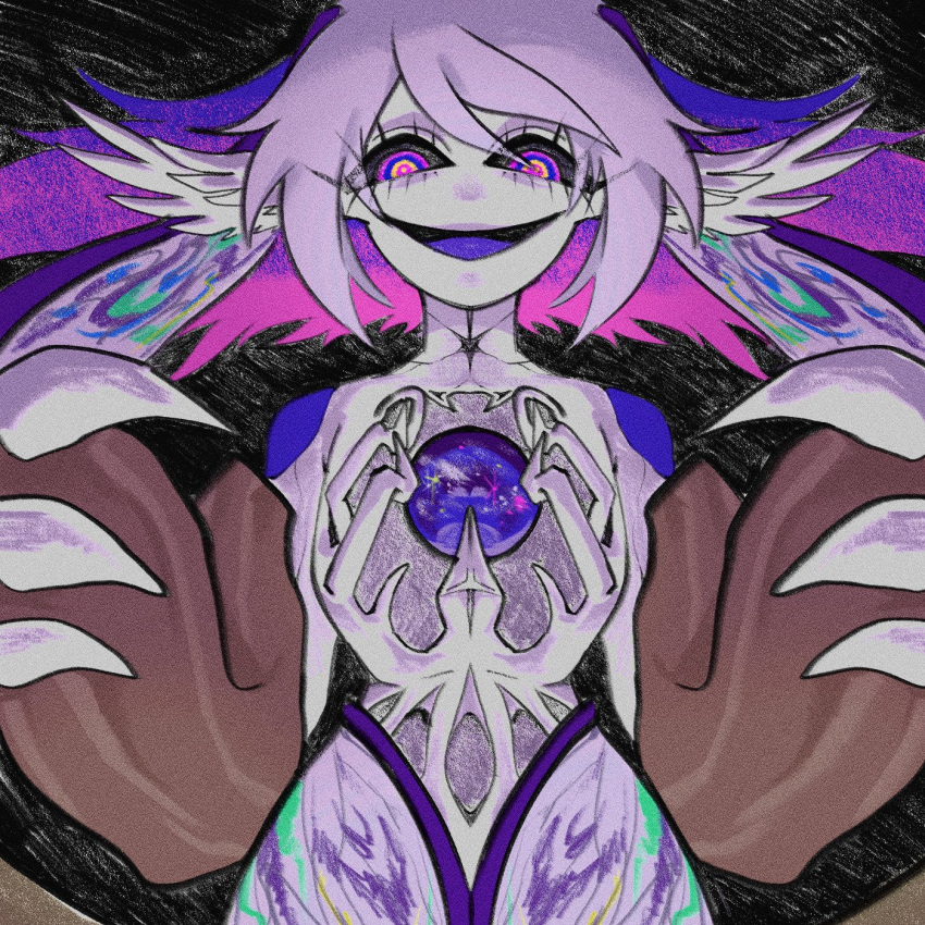 Safebooru - 1girl athena (ff14) black background blue eyes claws ...