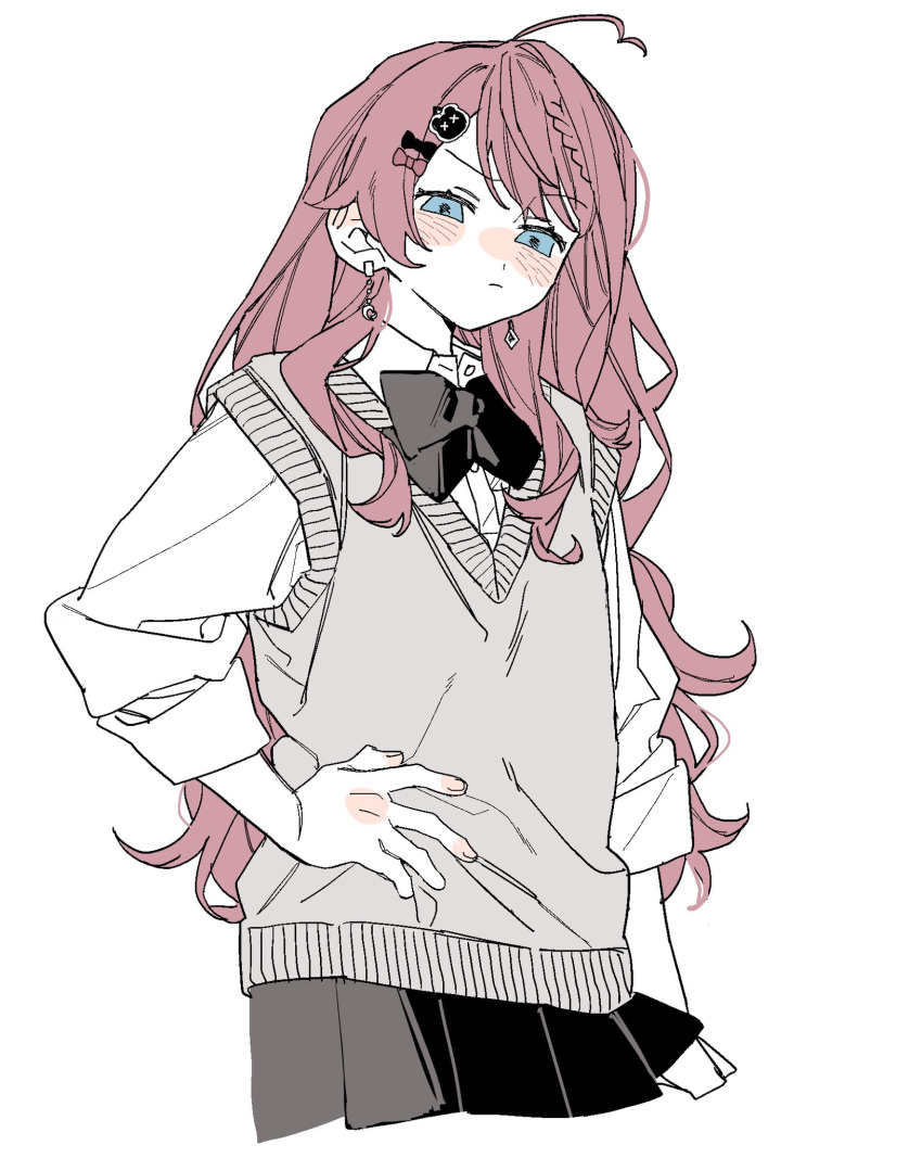 Safebooru - 1girl black skirt blue eyes blush character request closed mouth copyright request ...