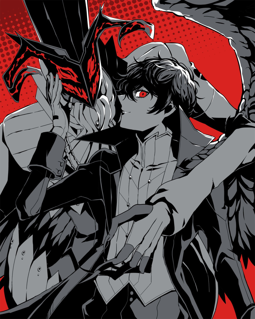Safebooru - 2boys arsene (persona 5) black hair black jacket closed mouth curly hair fingernails ...