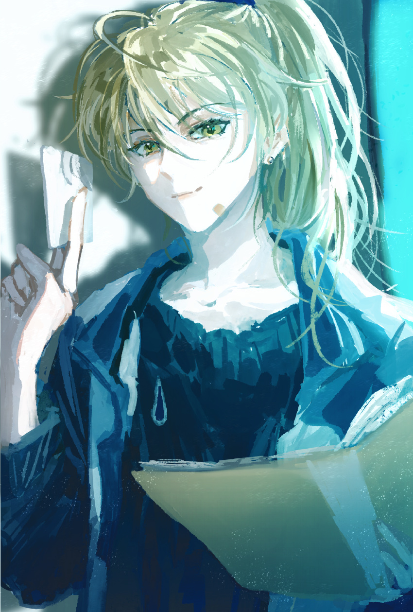 Safebooru - 1girl absurdres ahoge bandaid bandaid on face black shirt ...