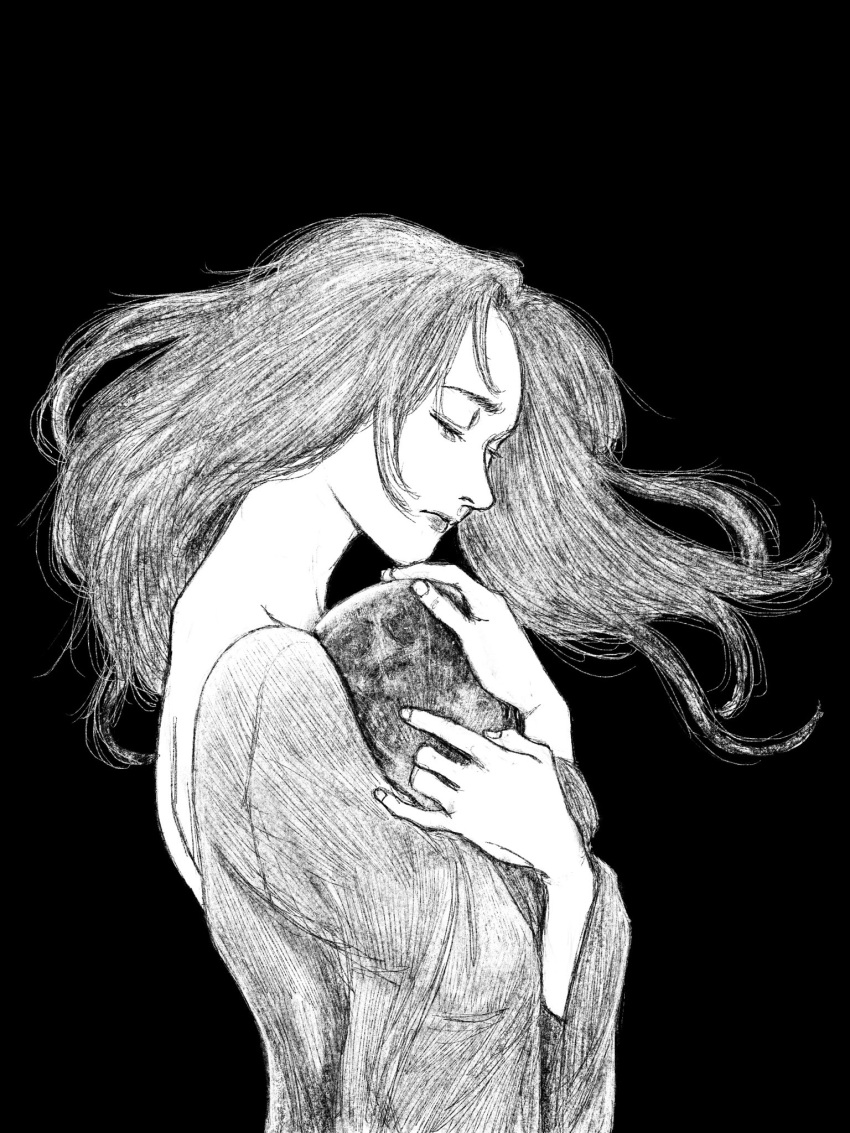 Safebooru 1girl Ball Black Background Black Outline Closed Eyes 4610