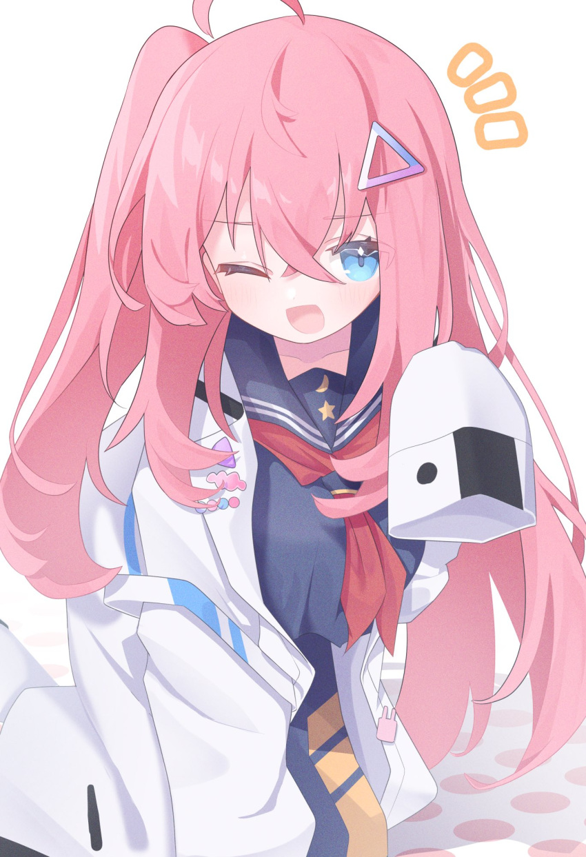 Safebooru - 1girl ;d ahoge blue eyes blue sailor collar blue serafuku ...