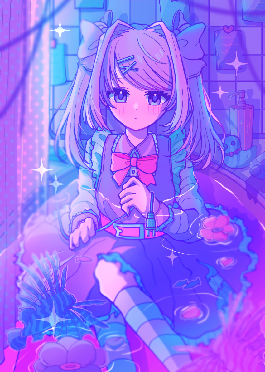 Safebooru - 1girl a37 (white petal) absurdres belt blush bow bowtie closed mouth commentary ...