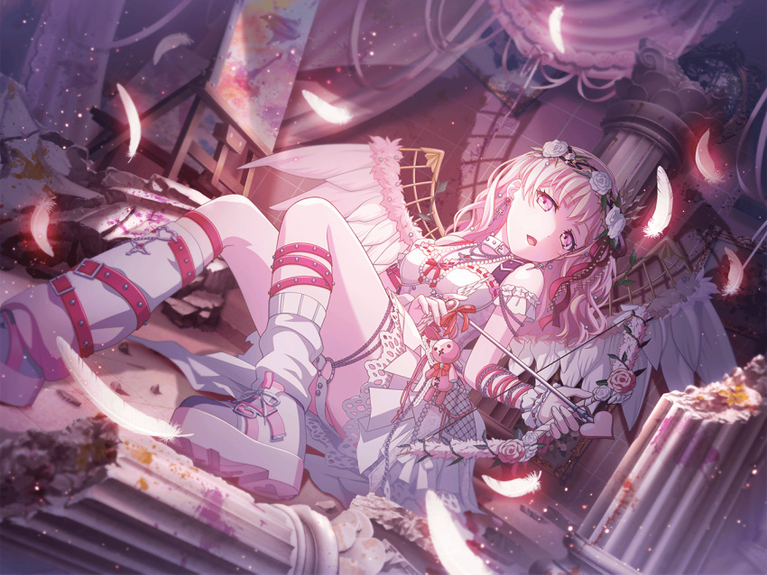 Safebooru - bang dream! blonde hair dress hiromachi nanami long hair red eyes smile | 5819907