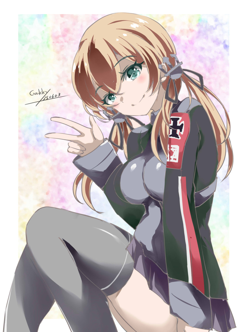 Safebooru - 1girl anchor anchor hair ornament aqua eyes artist name black skirt black thighhighs ...