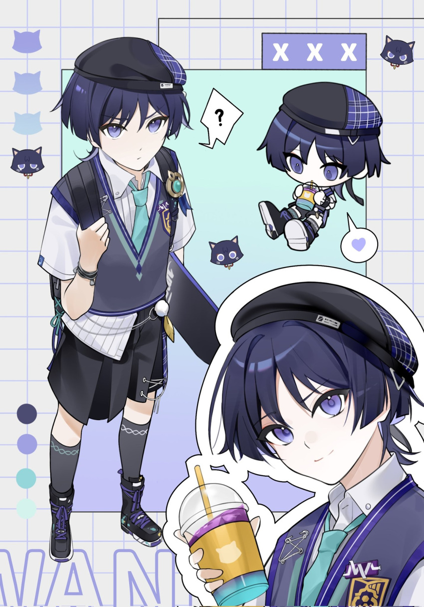 Safebooru - 1boy ? alternate costume animal print animalization aqua gemstone aqua necktie ...