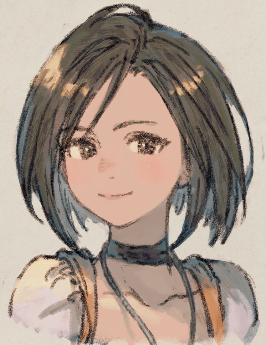 Safebooru - 1girl black choker bodysuit brown eyes brown hair choker closed mouth collarbone ...