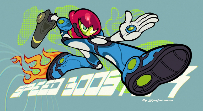 Safebooru - 1girl afterimage arm cannon armor blue armor english text ...