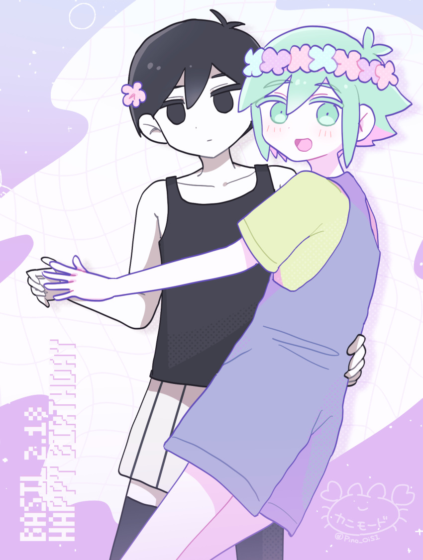 Safebooru - 2boys antenna hair basil (faraway) (omori) basil (omori) black eyes black hair black ...